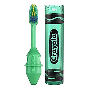 GUM - 228RB Crayola Kids' Travel Toothbrush, Antibacterial Bristles, Soft, Ages 4+, 2 Count