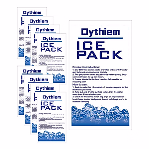 Oythiem Ice Packs for Kids Adults Lunch Bag Boxes, Seafood, Meat Food, Breastmilk, Travel Camping, Cooler Shock Ice Packs for Coolers Long Lasting Reusable, Keep Long Cool 12 to 24 Hours (8 Packs)