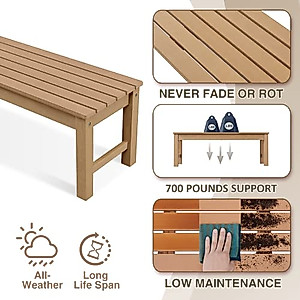 ACUEL Garden Bench, Poly Lumber Outdoor Bench Weatherproof, 2-Person Patio Benches for Outdoor, Rot-Proof Fade Proof