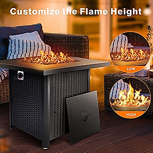 Sophilo 28 Inch Propane Fire Pit, 50,000 BTU Gas Fire Pit Table with 304 Stainless Steel Burner, Waterproof and Rustproof Fire Table with Adjustable Flame for Outdoor, Patio, Backyard, Party