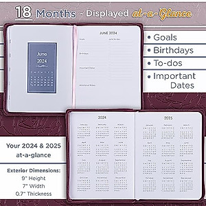 Christian Art Gifts 2024 18 Month Women's Vegan Leather Personal Planner Organizer w/Zipper Closure: Be Still & Know Inspirational Bible Verse, Daily, Weekly, Monthly Planning, Maroon Floral, Large