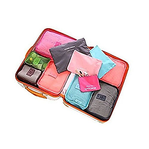 Luggage Cubes,Mossio 7 Set Backpack Camping Clothes Cosmetics Mesh Bag Rose Red