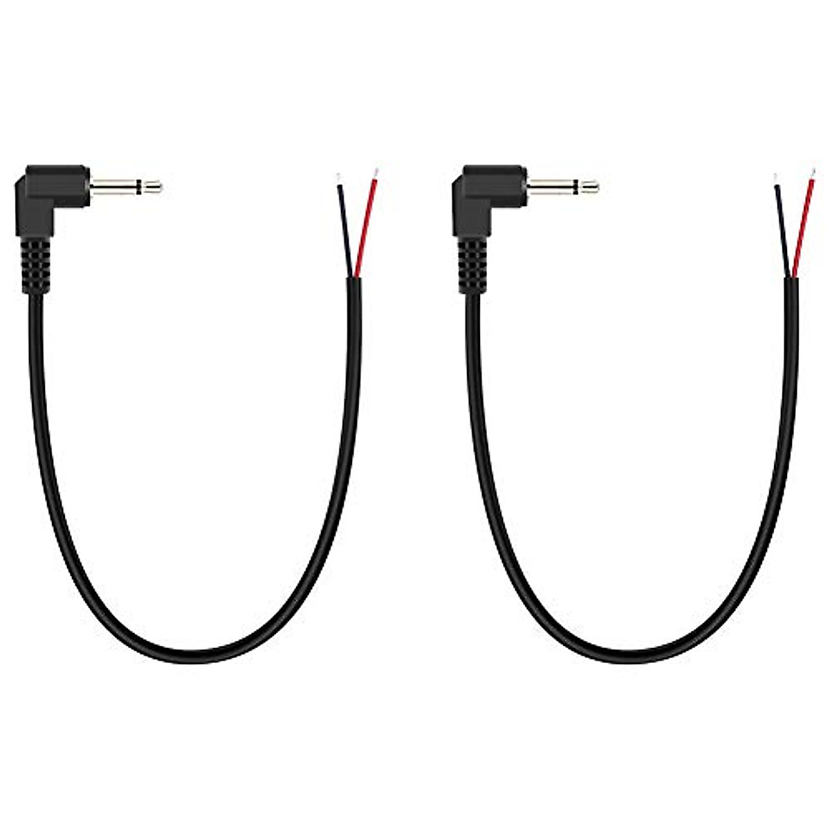 Fancasee (2 Pack) Replacement 3.5mm 90 Degree Right Angle Male Plug to Bare Wire Open End TS 2 Pole Mono 1/8" 3.5mm Plug Jack Connector Audio Cable Repair