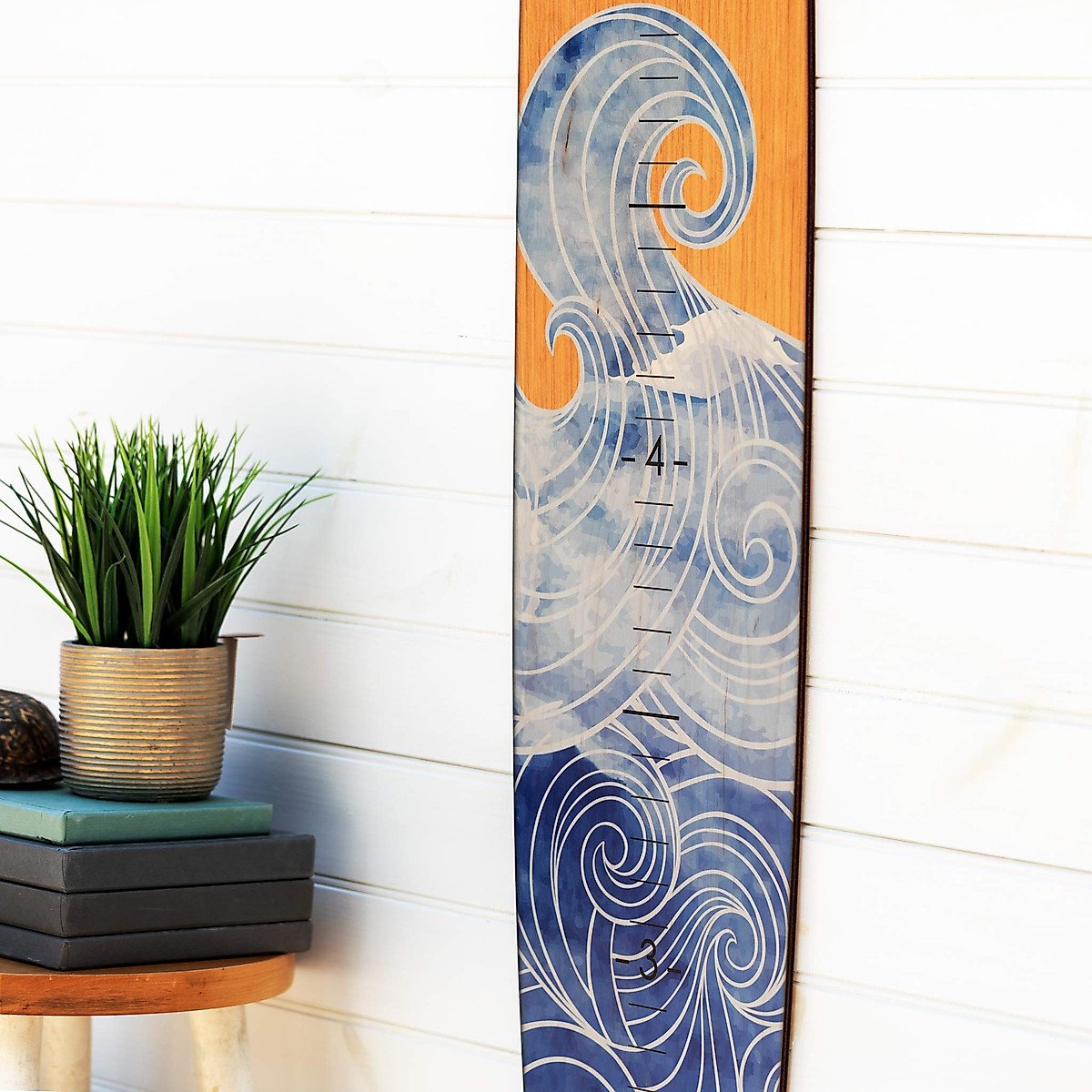 Headwaters Studio Surf Board Growth Chart - Wooden Surfboard Decor, Small Surfboard, Baby Growth Chart for Wall, Grow Chart, Baby Wall Growth Chart, Baby Measuring Board - Wave - 57"x10"x1/4"