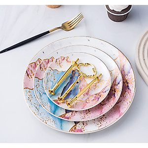 Jusalpha Fine China Rainbow Galaxy Series 3-tier Cake Stand- Cupcake Stand- Tea Party Pastry Serving Platter in Gift Box and a Free Sugar Tong (Rainbow Galaxy 3T)