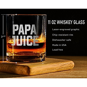 PAPA JUICE Custom Personalized Whiskey Glass - Funny Gift for Dad Uncle Grandpa From Daughter Son Wife - Father's Day