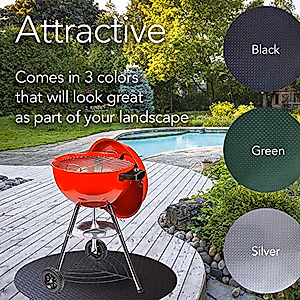 RESILIA - Round Under Grill Mat – Silver, Diamond Plate, Large 27-inch Diameter, for Outdoor Use