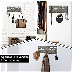 AOUCKSX Key Holder for Wall Rustic Grey Key Hanger with Sturdy 3 Double Metal Hooks Wood Key Hooks 11 * 4.5 inch Keys Organizer Sweet Home Key Ring Holder for Home Entryway Decor.