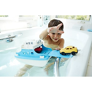 Green Toys Ferry Boat with Mini Cars Bathtub Toy, Blue/White, Standard