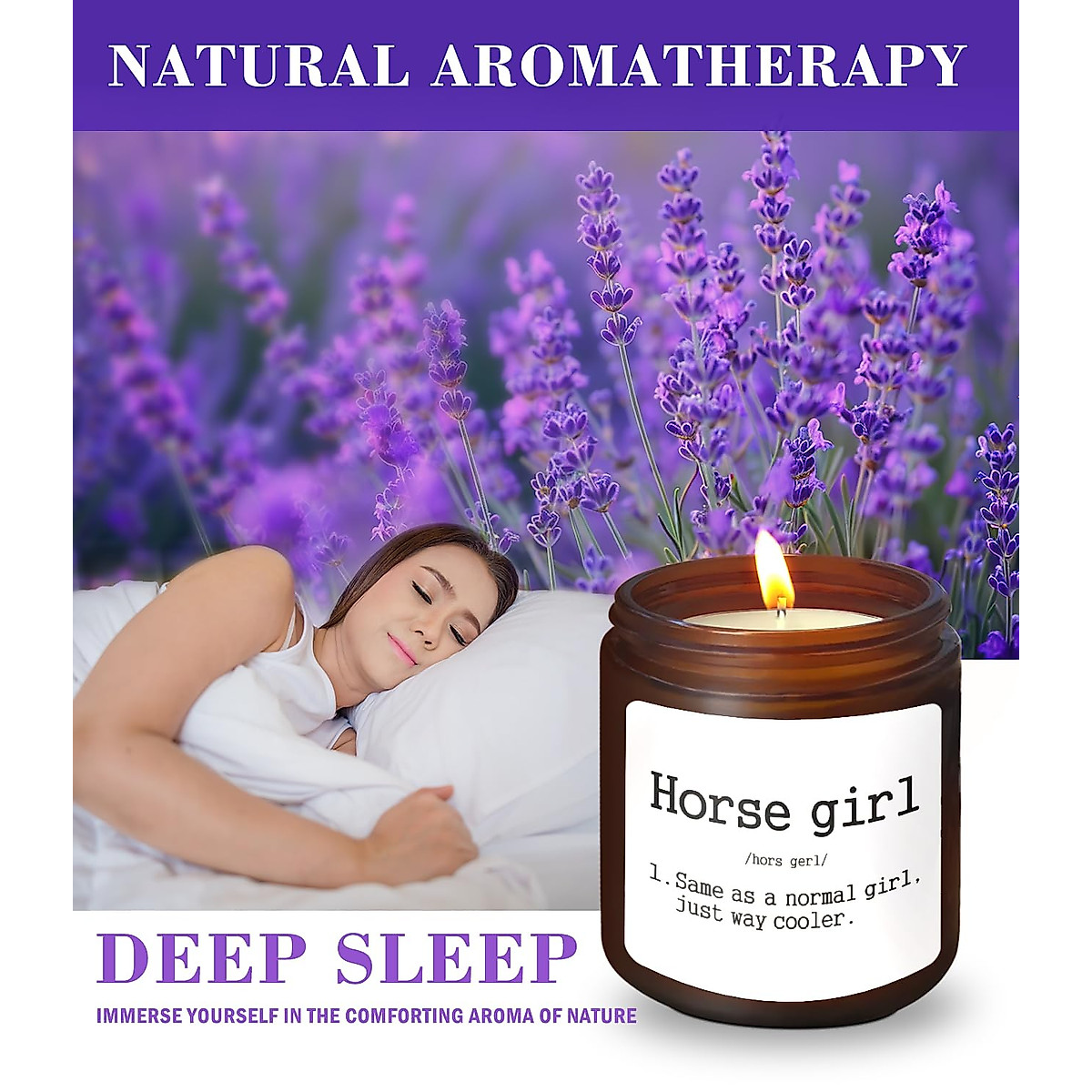 ISANOU Horse Girl Definition Candle,Horse Lover Horse Rider Girls Gifts,Equestrian Gifts for Girls,Cedar Fragrance Scented Candles,8 oz (Lavender)