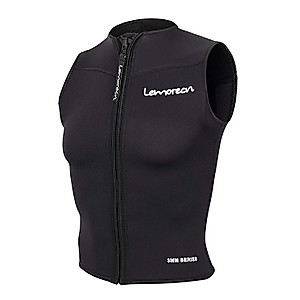 Lemorecn Mens Wetsuits Top Premium Neoprene 3mm Zipper Diving Vest (2095black-L)