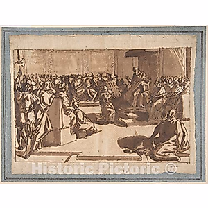 Historic Pictoric Art Print : Cesare Nebbia - an Ecclesiastic (Pope?) Blessing a Book Before The Sacred College. : Vintage Wall Décor : 10in x 08in