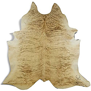 RODEO Light Tan/Brown Brindle Cowhide Rug Size XL/XXL Cow Skin Rug Hides (7x8)