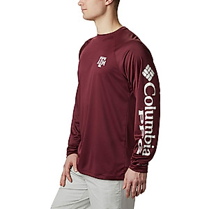 Columbia NCAA Texas A&M Aggies Men's Terminal Tackle Long Sleeve Shirt, 2X Big, TAM - Deep Maroon/White