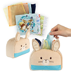 Kids Preferred Peter Rabbit Tissue Box Montessori Sensory Toy 8 Double Sided Tissues For Infants, Babies, and Kids Based on the Beatrix Potter Books