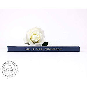 Navy Blue Wedding Guest Book, Classic Navy Gold Photo Album or Sign-in Personalized Guestbook with Bride & Groom Names - Hardcover (10x8 inches)