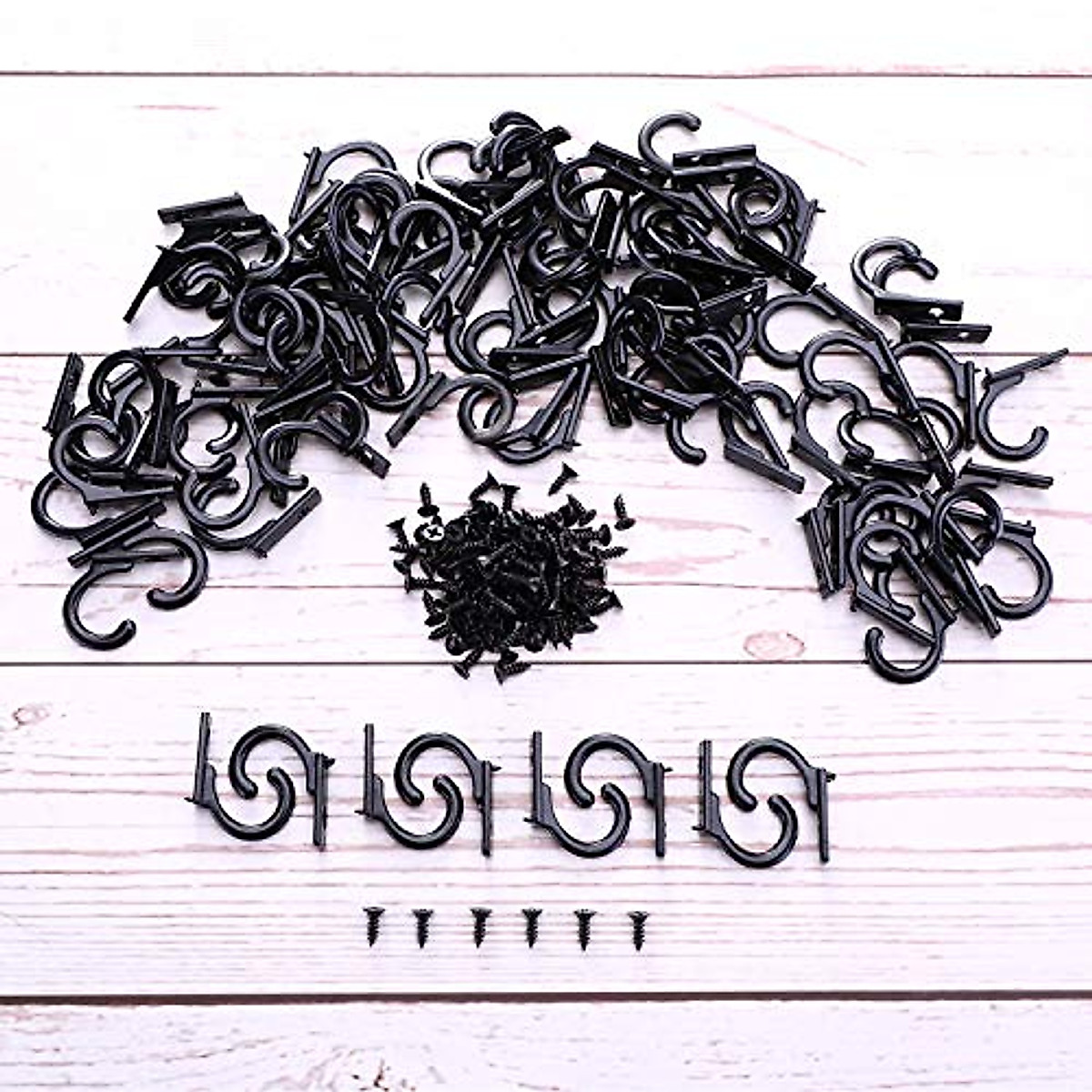 Zhehao 100 Pieces Key Hooks Jewelry Small Hooks Key Hanging Small Hooks Wall Mounted Single Hook Robe Hooks Coat Hooks and 110 Pieces Screws for Hanging Hat, Scarf, Bag (Black,100 Pieces)