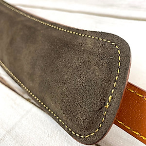 Walker And Williams C-18-VBRN Vintage Brown Premium Grain Leather Slash Guitar Strap With Deluxe Soft Suede Pad For Acoustic, Electric, And Bass Guitars