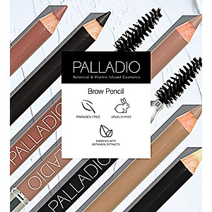 Palladio Beauty Brow Definer Pencil, Black Brown, Ultra Precise Twist-Up Eye Brow Pencil with Long-Staying Power, Spooley Brush Blends Color for Natural Finish, No Eyebrow Pencil Sharpener Required