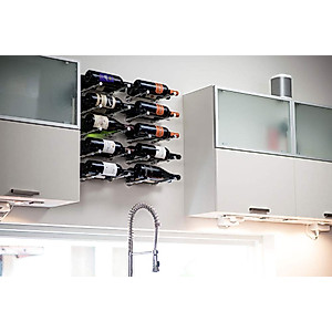 VintageView Vino Series - Vino Pins Designer Kit 12 Bottle Wall Mounted Wine Rack (Milled Aluminum) Stylish Modern Wine Storage with Label-Forward Design