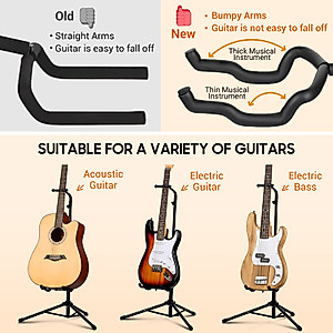 CAHAYA Guitar Stand Floor - Folding Universal Guitar Holder for Acoustic Electric Guitars Bass Guitar (Black)