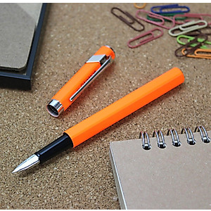 Caran d'Ache EF Fountain Pen, Extra Fine Point, 849 0842-030, Fluorescent Orange, Dual Use, Genuine Imported
