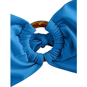 ZAFUL Women's Bandeau Bikini O Ring Strapless Tie Back High Cut Two Piece Swimsuit Bathing Suits (0-Deep Blue, M)