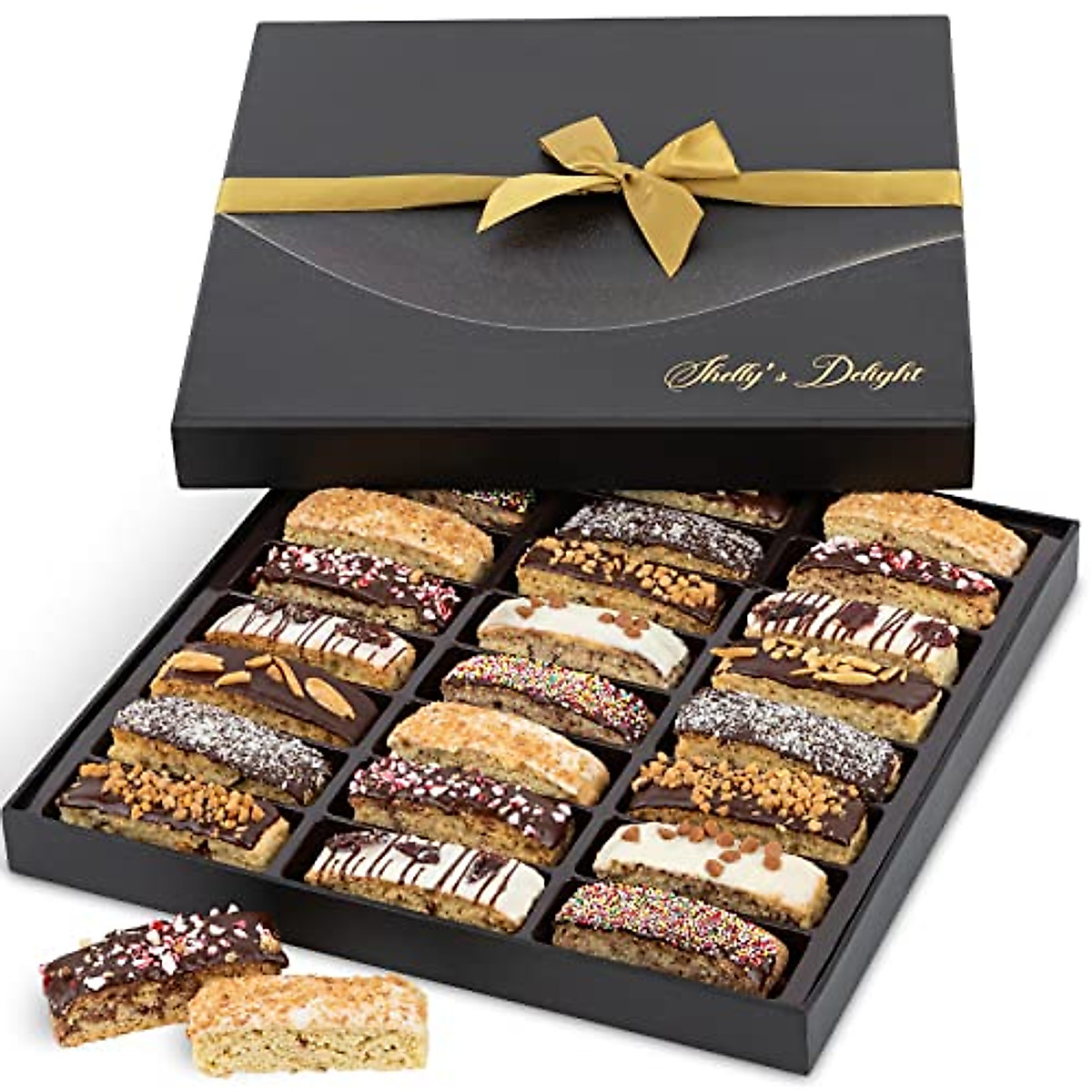 shellys Easter Chocolate Gift Baskets, 24 Biscotti Cookie Chocolates Box, Covered Cookies Mens Holiday Gifts, Gourmet Prime Food, Candy Basket Delivery For Men Women Families, Thanksgiving Ideas (24 Biscotti)