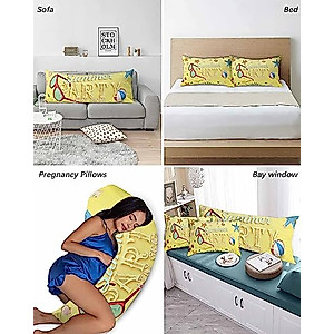 Edwiinsa Summer Beach Party Pillow Covers Standard Size Set of 2 20x26 Bed Pillow, Tropical Leaves Starfish Seashells Yellow Plush Soft Comfort for Hair/Skin Cooling Pillowcases with Envelop Closure