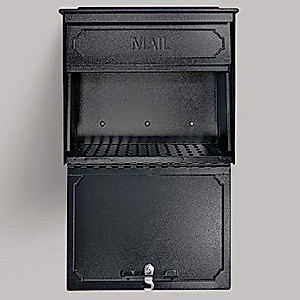 Mail Boss 7172 Townhouse Locking Security Wall Mount Mailbox, Black, Pack of 1