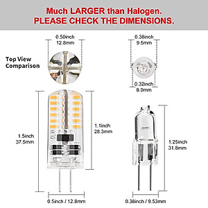 DiCUNO G4 3W LED Warm White Light Lamps AC/DC 12V Non-dimmable Equivalent to 20W~25W T3 Halogen Track Bulb Replacement LED Bulbs 10 Pack