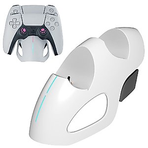 KINVOCA PS5 Controller Charger Station, High-Speed Charging Station for DualSense with LED Indicator, Charging Dock for PlayStation 5 Controllers - White