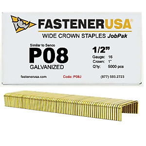 1/2" Leg x 1" Crown 16GA GALV P08 Staples 5,000ct | P08J