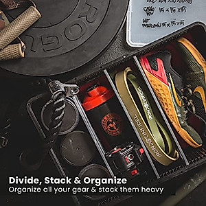 SIDIO CRATE Pro Pack - Two Full Size and One Half Size SidioCrate, Stackable Outdoor Organizer Storage Bins with Clear Lid and Dividers - Green