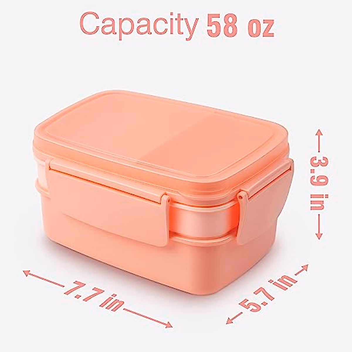 Freshmage Stackable Bento Box Adult Lunch Box with 5 Compartments, Premium All-in-One Leak-Proof Bento Lunch Box With Spoon, 1 oz Dressing Container for Work, Camping, Picnic (Pink)