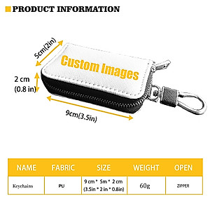 Poceacles Forest Mushroom Print Fashion Car Key Case, Leather Waterproof Auto Key Bag Car Smart Key Chain Keychain Holder with Zipper and Metal Hook