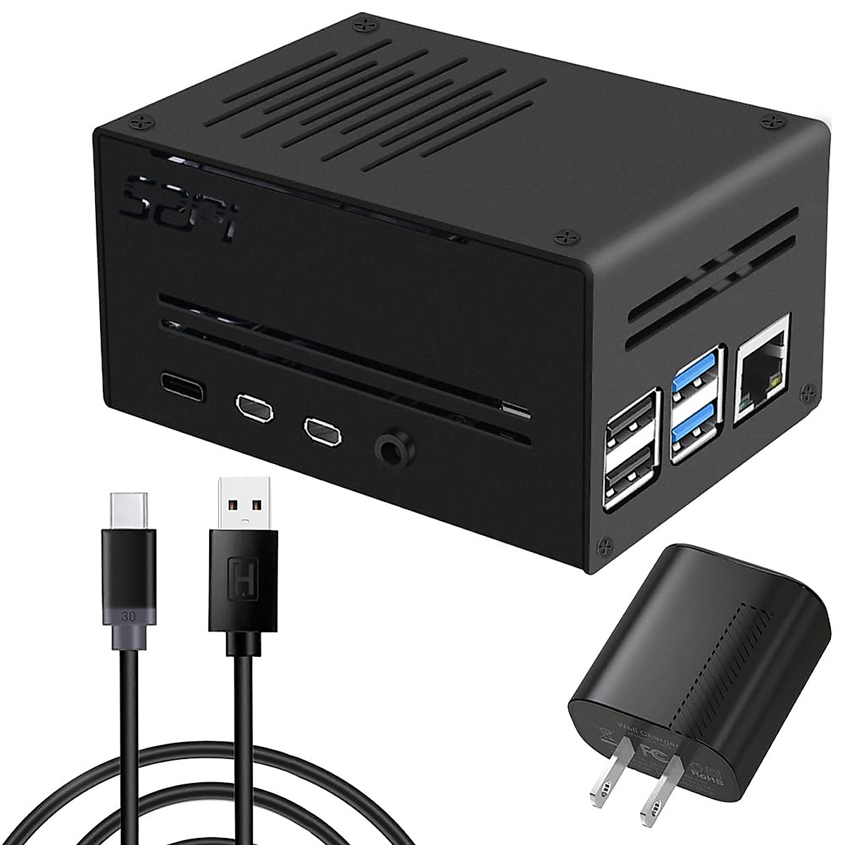 GeeekPi Raspberry Pi 4 Metal Case with Power Supply, Raspberry Pi 4B Case for Raspberry Pi Low-Profile CPU Cooler,Raspberry Pi Case for RPi Horizontal ICE Tower Cooler (Pi and Fan NOT Included)