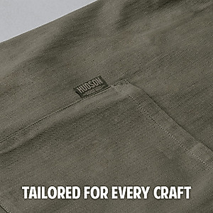 Hudson Durable Goods Cotton Cross Back Apron for Women - Seamless Crossover Style Smock Apron for Cooking, Crafting, Gardening, and More - 36” Full Length Pinafore Work Apron with Pockets (Sage)