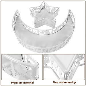 MAGICLULU Eid Ramadan Food Tray Iron Moon Star Shape Serving Plate Candy Dessert Food Storage Container Eid Decoration Ramadan Party Favor
