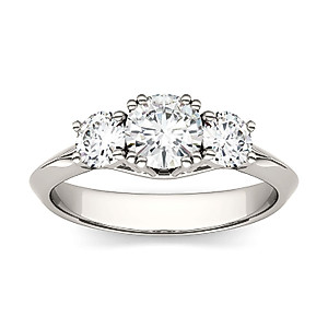 14K White Gold Moissanite by Charles & Colvard 5.5mm Round Engagement Ring-size 8 1.06cttw DEW