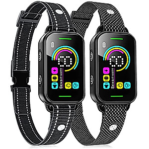 DINJOO Dog Bark Collar 2 Pack,Rechargeable Bark Collar for Large Medium Small Dogs,Smart Anti Barking Training Collar with 8 Adjustable Sensitivity,Bark Shock Collar with Beep Vibration Shock