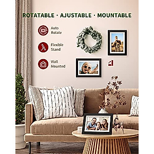 Digital Picture Frame, MOOLINK 10.1 Inch WiFi Digital Photo Frame with Touch Screen, HD Display, 16GB Storage, Smart Electronic Picture Frame Shares Photos via Email, App, USB Drive, SD Card