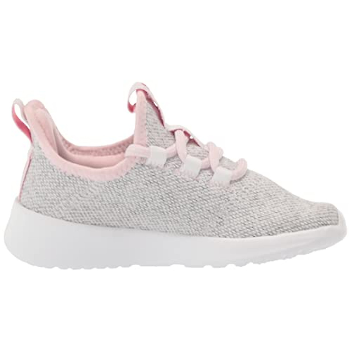 adidas Cloud Foam-Pure Running Shoe, White/White/Clear Pink, 4.5 US Unisex Big Kid