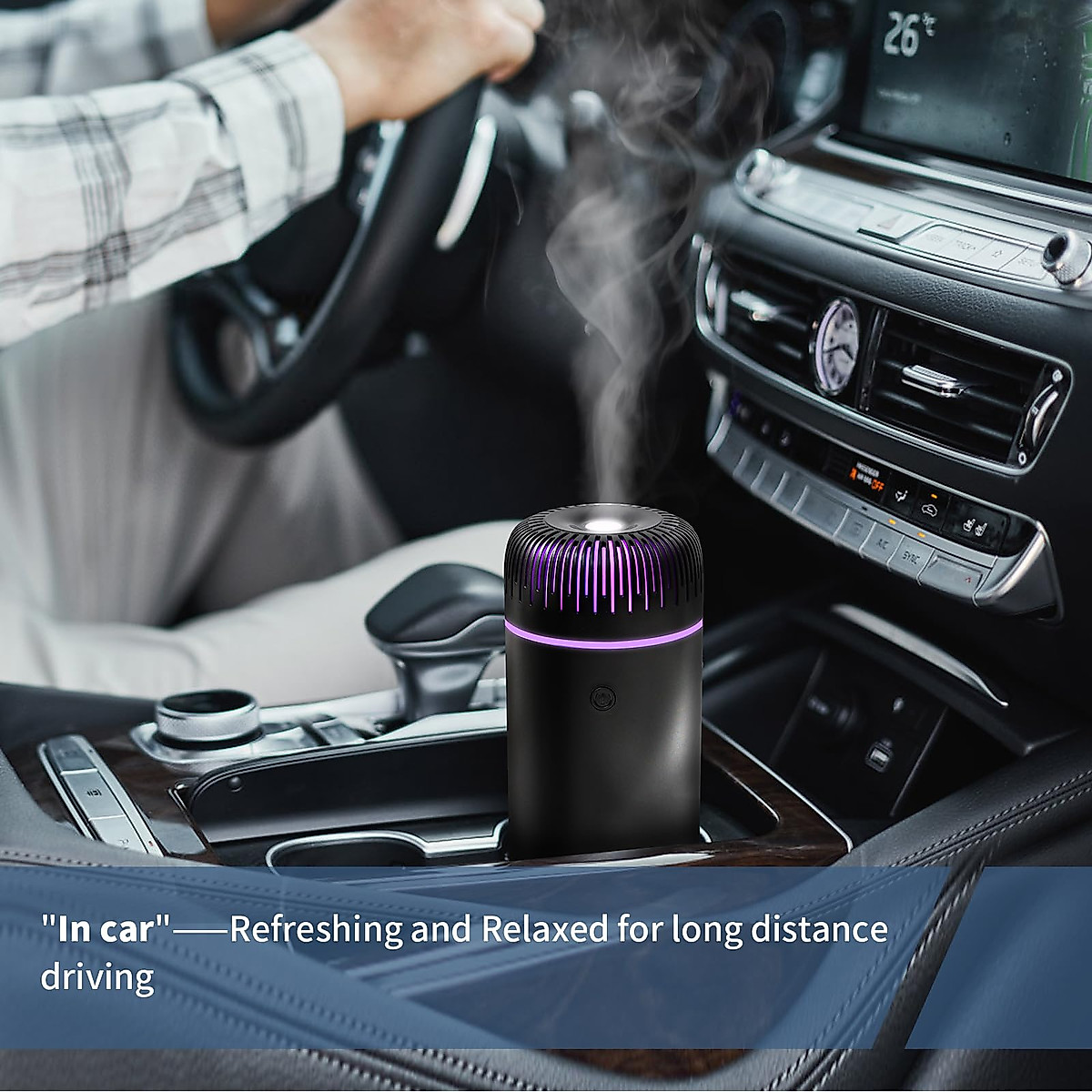 Generic Car Diffuser Humidifier Aromatherapy Essential Oil Diffuser USB Mist Mini Portable Diffuser for Car Home Office Bedroom, 100ML, Black