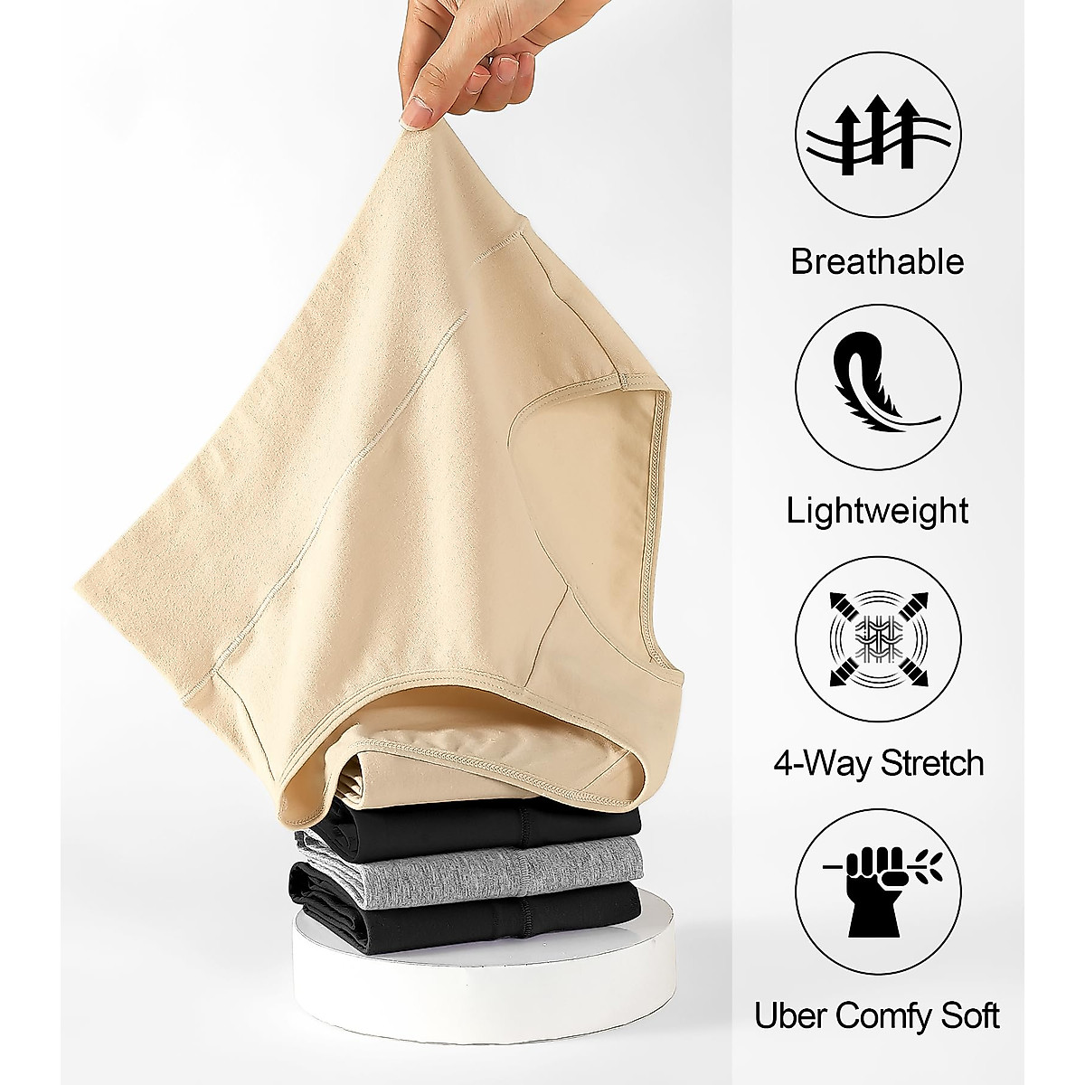 OLIKEME Women's High Waisted Underwear Tummy Control Underwear Postpartum Underwear Breathable Womens Underwear Soft Cotton Panties Full Coverage Briefs, 5-pack Size L