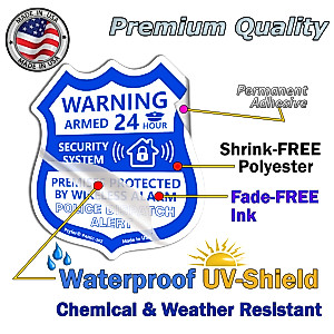 Psyfer® (Fade-Free) 12 Pack - Security Camera & Alarm Outdoor UV Waterproof Stickers [Made in USA]