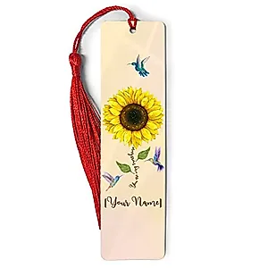 Personalized Bookmark, Customized Name, Sunflower Bookmarks, Floral Custom Markers Ruler Ornament, Gifts for Book Lovers, Sunflower Lover, Women Men, Teacher On Birthday Christmas, Multicolored