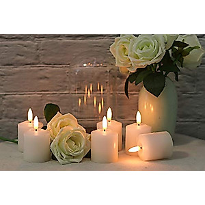 GenSwin Flameless Pillar Candles Flickering with Timer, Battery Operated Real Wax LED Votive 3D Wick Candles 6 Pack White(Battery Include, 2 x 3.2 Inch)