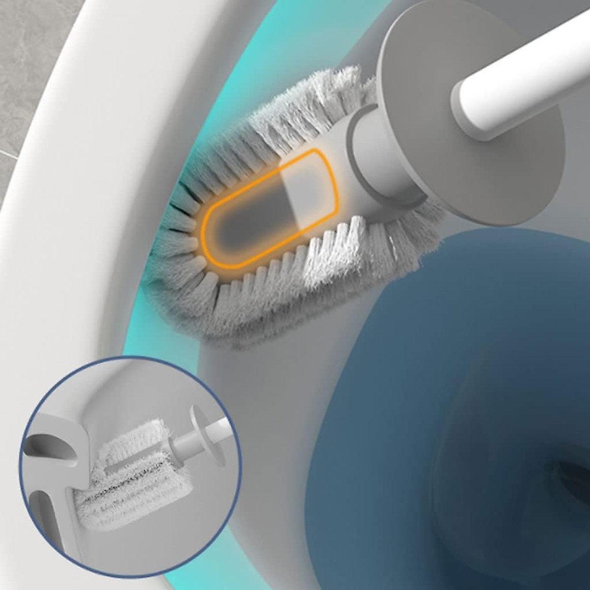 Creative Toilet Bowl Brush Floor Wall Mounted Toilet Brush Plastic Long Handle Domed Toilet Cleaner Brush with Holder Set