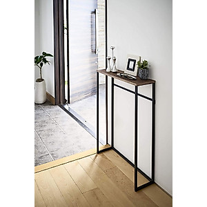 Yamazaki Home Modern Slim Console Table, Slim Narrow Accent Table for Entryway Or Living Room, Metal and Wood Skinny Hallway or Sofa Table Steel One Size Black